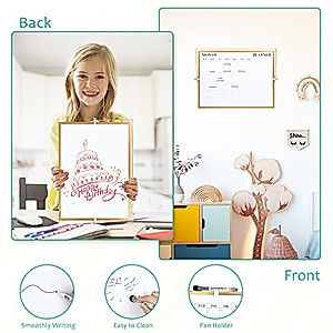 White Board, Jorking Dry Erase Calendar 16’’x12” Magnetic Desktop Whiteboard with Stand, Monthly whiteboard for wall Portable Double-Sided Dry Erase Board for Kitchen, Office, School, Gift idea,Golden