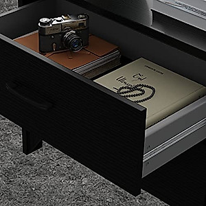 Panana 2/3/4/5/6 Drawer Dresser, Chest of Drawers Wooden Storage Dresser Cabinet Bedroom Furniture (2 Drawer, Black)