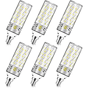 inShareplus E12 LED Bulbs, 16W Candelabra Light Bulbs, Daylight 6000K, 120W Equivalent 1500LM, CRI80+, E12 Base LED Chandelier Bulbs, Non-Dimmable LED Lamp, 6Pack