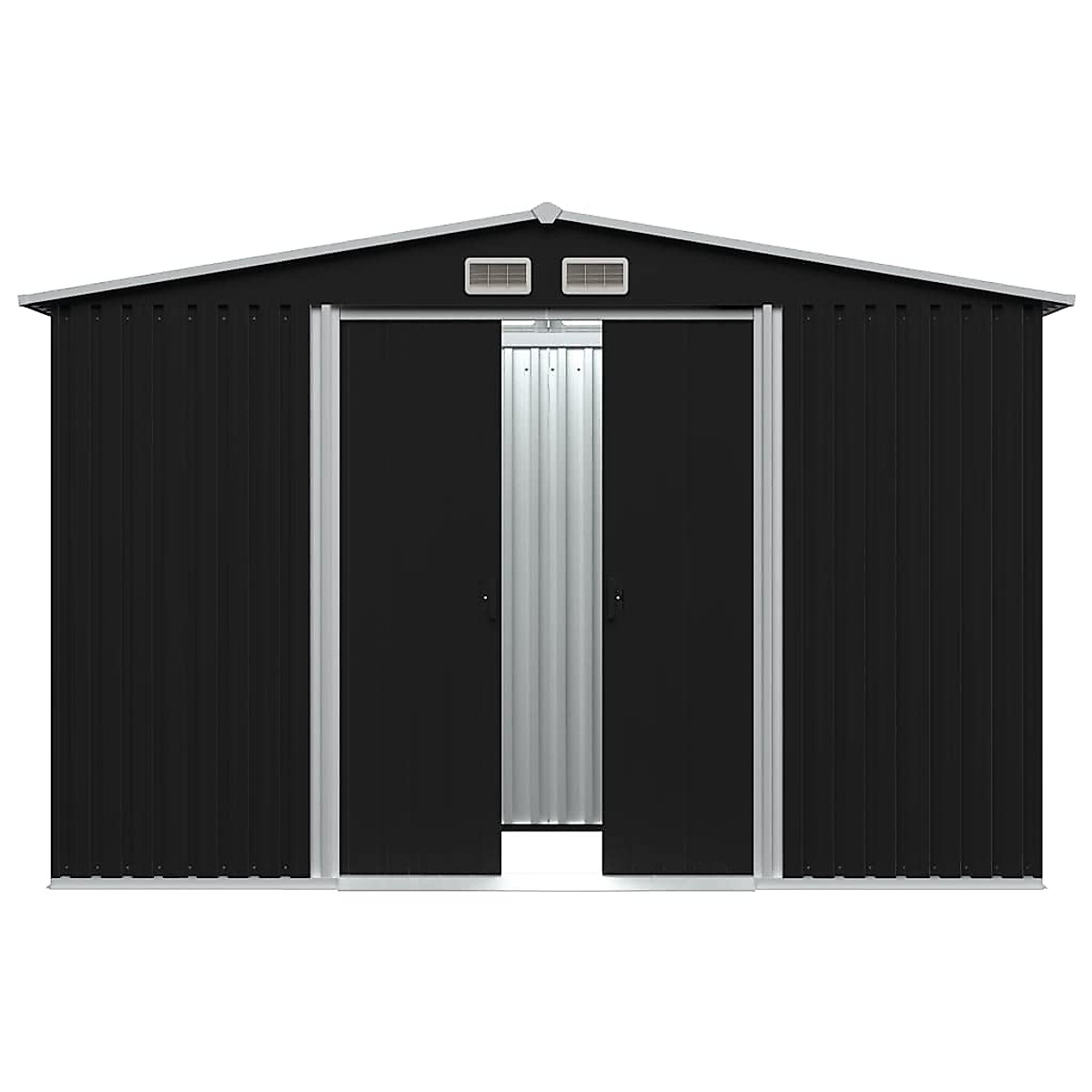 FAMIROSA Garden Storage Shed Double Sliding Doors Outdoor Tood Shed Patio Lawn Care Equipment Pool Supplies Organizer Storage Cabinet Backyard Garden Shed Tool Sheds Anthracite 101.2 x 80.7 x 70.1inch
