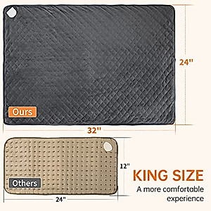 Heating Pad for Back, Neck, Shoulder Pain, 32''x24'' King Size Electric Heat Pad Fast-Heating 6 Temperature Level, 8 Timer Modes, Auto Shut Off, Ultra Soft Machine Washable