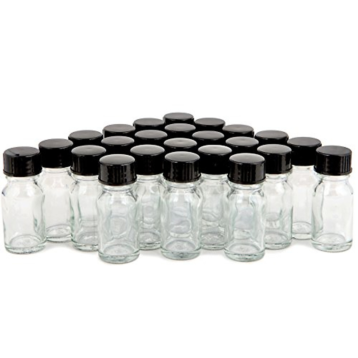 Vivaplex, 24, Clear, 10 ml (1/3 oz) Glass Bottles, with Lids