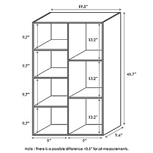 7-Cube Reversible Open Shelf Bookcase, White