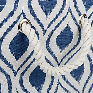 DII Polyester Container with Handles, Ikat Storage Bin, Large Round, Barn Red