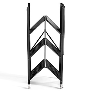 GLANDU 4-Shelf Collapsible/Foldable Heavy Duty Shelving Unit, Steel Organizer Wire Rack with Wheels, Rolling Cart, Home Kitchen Laundry Closet Storage(4-Tier)