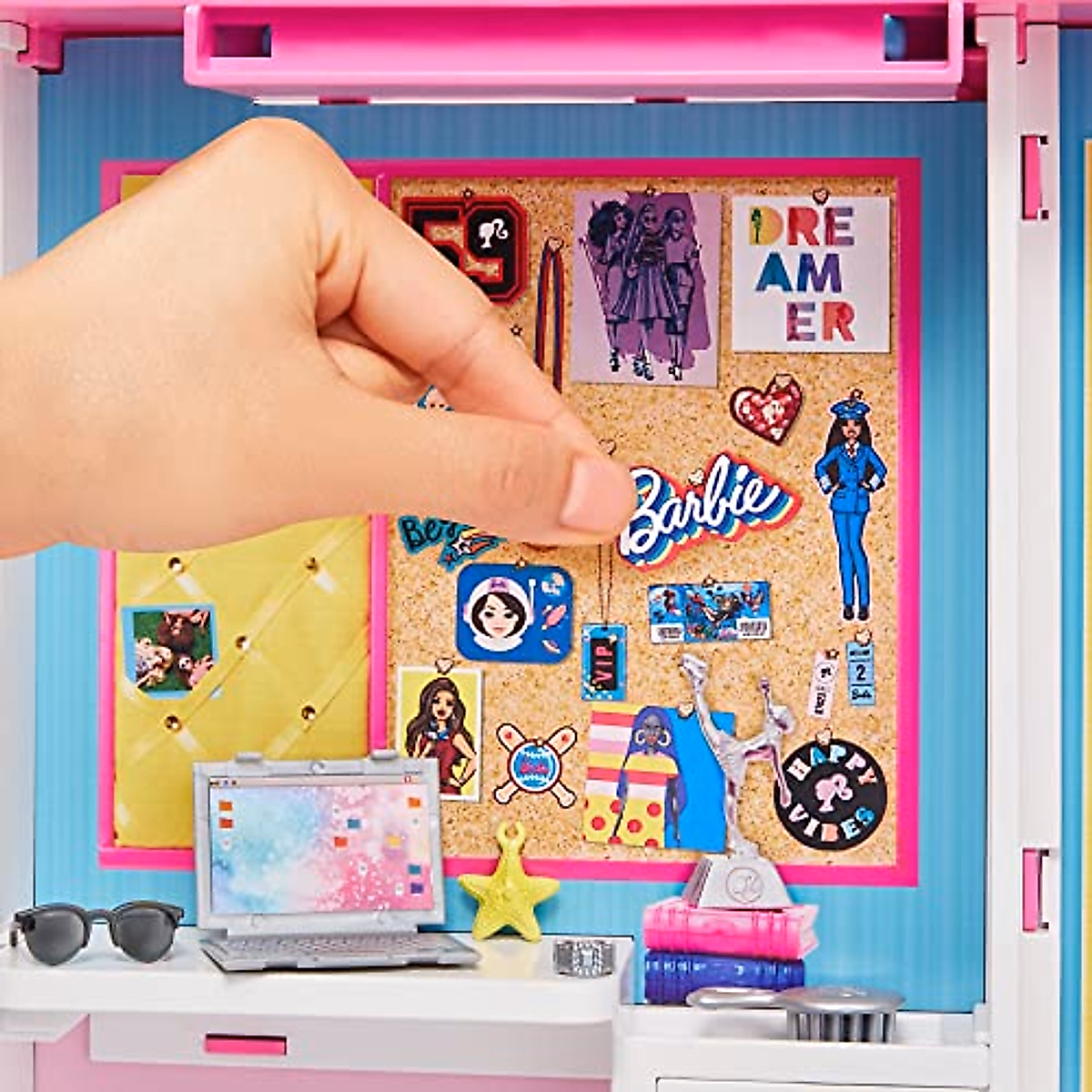 Barbie Dream Closet with Blonde Doll & 25+ Pieces, Toy Closet Expands to 2+ ft Wide & Features 10+ Storage Areas, Full-Length Mirror, Customizable Desk Space and Rotating Clothes Rack