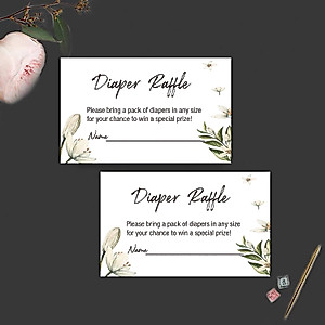 FARHTINANFX 50 Greenery Diaper Raffle Tickets for Girl or Boy Baby Shower Invitations, Baby Shower Games, with Name Line 3.5" x 2"