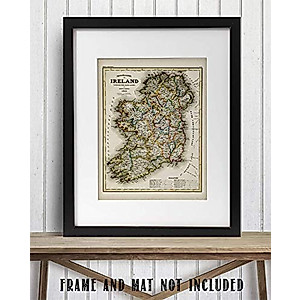 Ireland Map from 1844-11x14 Unframed Art Print Poster - Great Vintage Irish Home Decor Gift Under $15