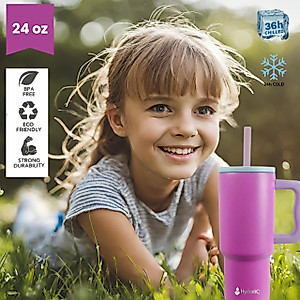 24 oz Insulated Tumbler Kids with Handle, Spill Proof Kids Water Bottle, Leak Proof Cup with straw Lid, Women, Teen, Toddler, Adults, Children Tumbler