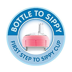 Dr. Brown's Milestones Wide-Neck Sippy Spout Bottle with 100% Silicone Handles, Easy-Grip Handles with Soft Sippy Spout, 9oz/270mL, Pink & Turquoise, 2-Pack, 6m+