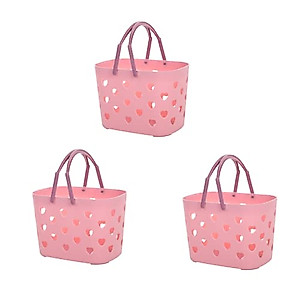3Pack Portable Shower Caddy Tote Plastic Storage Basket，Heart Shaped Bath Basket Storage Basket with Handle for Bathroom, Pantry, Kitchen, College Dorm
