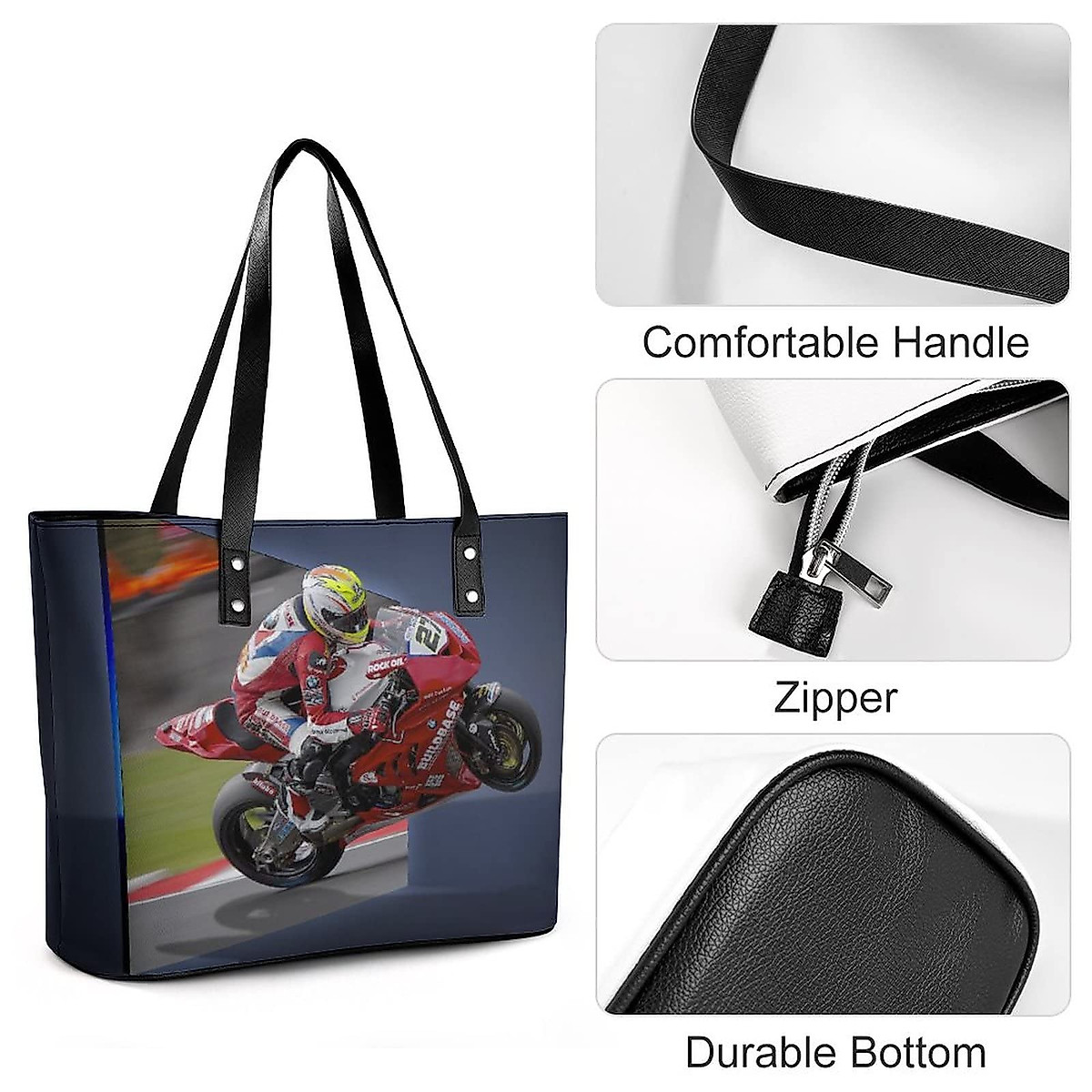 Womens Handbag Motorcycle Motocross Leather Tote Bag Top Handle Satchel Bags For Lady