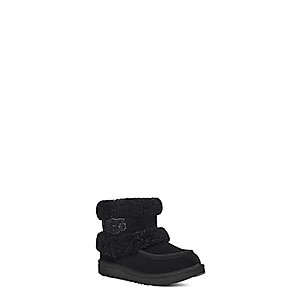 UGG Unisex-Child Ultra Mini Ugg Fluff Boot, Black, 2 Little Kid