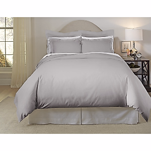 Pointehaven 620 Thread Count Cotton Oversized Solid Duvet Set - 3 Piece Bedding Duvet Set with Button Closure 100% Long Staple Cotton Duvet Set with Tie-Backs All Season Full/Queen Grey