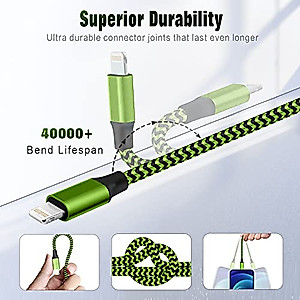 iPhone Charger 3Pack 6ft USB Lightning Cable Cord，Mfi Certified Apple Charger Fast Charging Nylon Braided iPhone Cable,Compatible with iPhone 14/13/12/11/X/Pro/Max/8/7/6/6S/SE/Plus/iPad