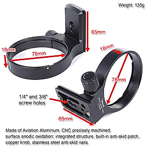 iShoot 78mm Tripod Mount Ring B(W) Lens Collar Support for Canon EF 70-200mm f/2.8L USM/is USM/is II USM/III USM, EF 100-400mm f/4.5-5.6L is USM, EF 35-350mm f/3.5-5.6L USM, EF 300mm f/4L is USM