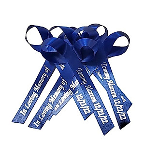 Personalized Ribbons for Bridal Shower Wedding Party Favors or Baby Showers - Custom Made Cut Ribbon 50 100 Assembled Bows Safety Pins