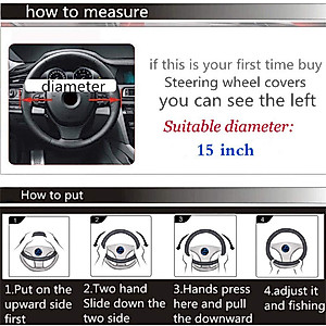 Steering Wheel Cover for Women Leather Universal Steering Wheel Covers for Car 15 inch (Pink)