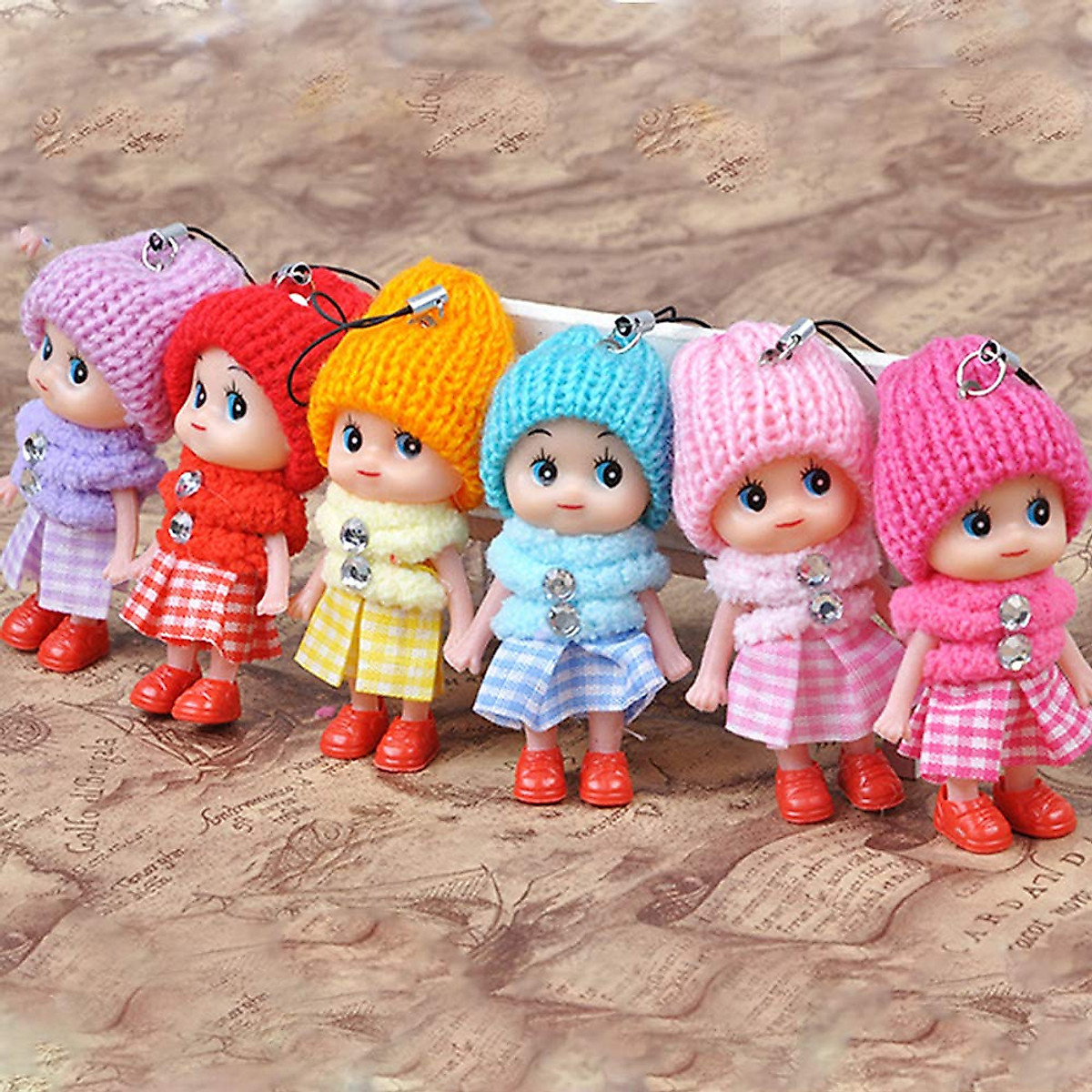 8 PCS Tiny Dolls, Silicone Princess Mini Doll for Girls, DIY Miniature Dollhouse Kit with Miniature Clothes, Decoration Little Dolls Christmas Festival Reborn Baby Stuff Gift & Bag Accessories