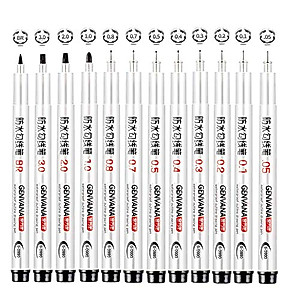 Fhyhej 12/Set,Black Precision Micro Line Pens,Apply toTechnical,Drawing,Office Documents, Scrapbooking,Technical Drawing,Ultra Fine Point Drawing Pen Set