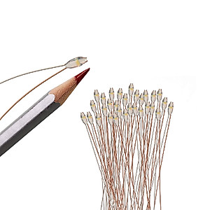 Evemodel 30pcs Pre-soldered Micro Litz Wire Warm White 0603 SMD LED Light 7.8'' Wire Resin Cover Waterproof CD0603WM