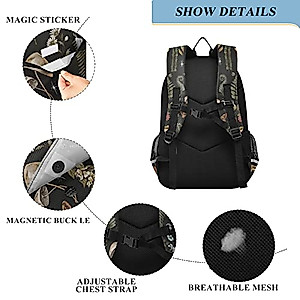 Mushroom Dragonfly Butterfly Backpack for Women Men, Large Student School Bookbag 15.6 in Laptop Bag Purse Travel Casual Daypack