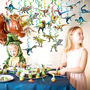 Cool 3D Dinosaur Hanging Swirls Banner 30 Sets Dino Garden Banner Party Decoration for Kids Dinosaur Theme Birthday Party Supplies Baby Shower Spiral Streamers Home Room Ceiling Wall Backdrop Decor