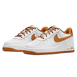 Nike Big Kid's Air Force 1, White/Desert Ochre, 3.5 Big Kid