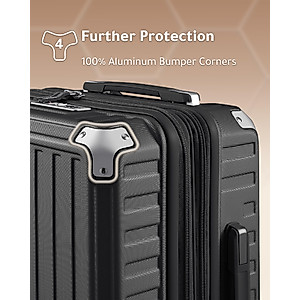 LUGGEX 28 Inch Luggage with Spinner Wheels - 83L Polycarbonate Expandable Hard Shell Suitcases Large Checked Luggage (Black Suitcase)