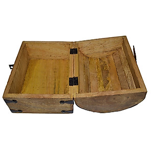 SciencePurchase Pirate's Treasure Chest Wooden Nautical Jewelry Box with Functional Lock and 2 Keys, Wood with Iron Accents, Hinged Lid, 8 Inches Long