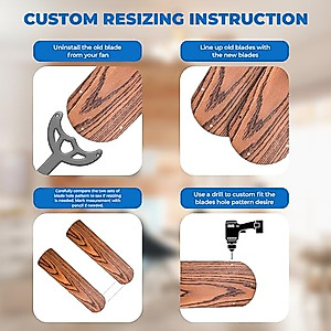 OHLECTRIC 5PCS 16 ½ Inches Fan Blades - Fan Replacement Blades For 42-inch Ceiling Fan - Substitution for Broken Blades - High-Performance Ceiling Fan Blades - Indoor Use, Oak/Walnut - OL-40489