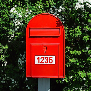 5 Sets 4 inch Mailbox Numbers Sticker 0-9 Decal Die Cut Classic Style Vinyl Waterproof Number Self Adhesive for Signs, Door, Cars, Trucks, Home, Address Number (Red)