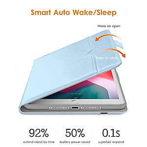 DTTO for iPad 9.7 Inch 5th/6th Generation 2018/2017 Case with Apple Pencil Holder, Premium Leather Folio Stand Cover Case for Apple iPad 9.7 inch, Also Fit iPad Pro 9.7/Air 2/Air - Ice Blue