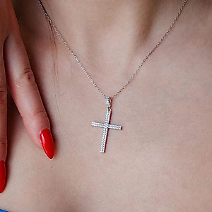 SURANO DESIGN JEWELRY Sterling Silver Cross Pendant w/Micro Pave Cubic Zirconia Stones