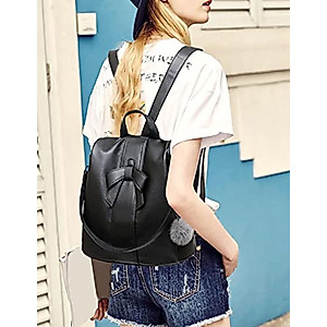 YOUNNE Anti-theft Ladies Backpack Fashion Brand Ladies Large Capacity Backpack Waterproof PU Leather bow-knot Backpack-Black