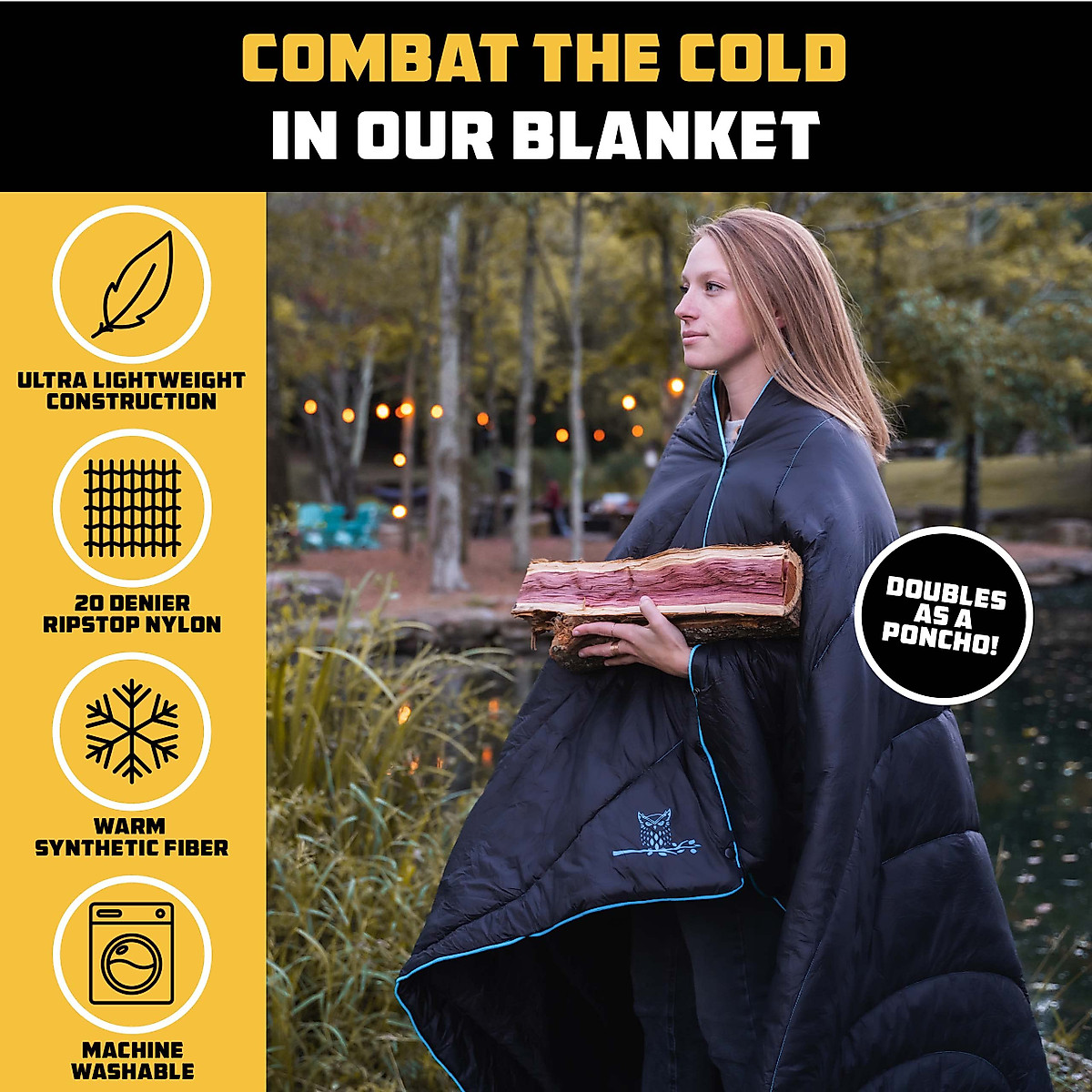 Wise Owl Outfitters Camping Hammock with Camping Pillow & Blanket - Waterproof Camping Accessories & Backpacking Gear, Camping Gear Must Haves - Blue