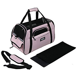 EliteField Soft Sided Pet Carrier (3 Year Warranty, Airline Approved), Multiple Sizes and Colors Available (Large: 19" L x 10" W x 13" H, Pink)