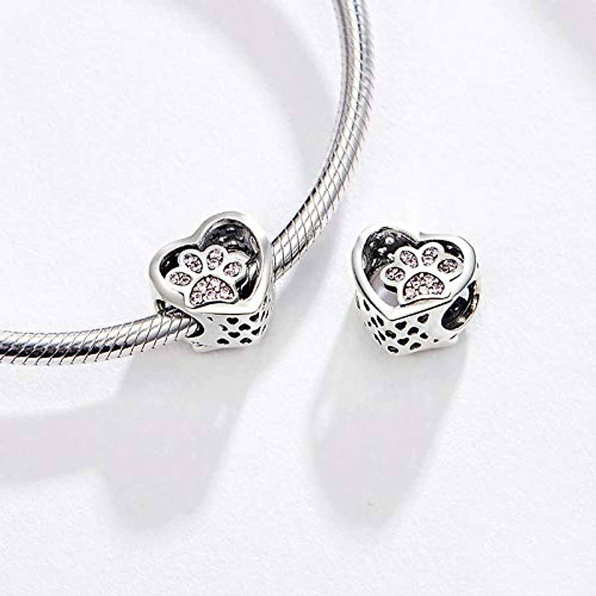 Love Heart Dog Paw Charm for Charms Bracelet Necklace Christmas Gifts for Women Fashion Jewelry