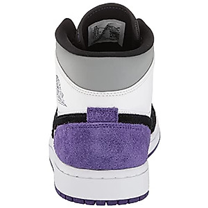 Nike Men's Air Jordan 1 Mid Se Court Purple Suede, White/Court Purple/Black, 8.5