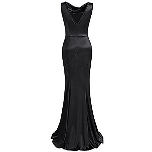 MUXXN Women's Sleeveless Floor Length Sheath Formal Vintage Cocktail Evening Long Maxi Dress Black L