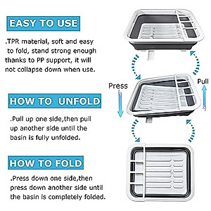 MontNorth Collapsible Dish Drying Rack with Drain Plug and Swivel Spout - Lightweight, Compact and Space-Saving Dish Drainer Organizer for Kitchen, RV, Campers and Travel Trailers
