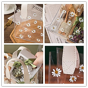 Clear Gift Wrap Bag with Handles (2pcs,9.1 X 9.8X 5.5'') Heavy Duty Plastic Waterproof Gift Packing Bag for Party, Reusable Merchandise Retail Transparent PVC Shopping Tote Bags for Package Candy