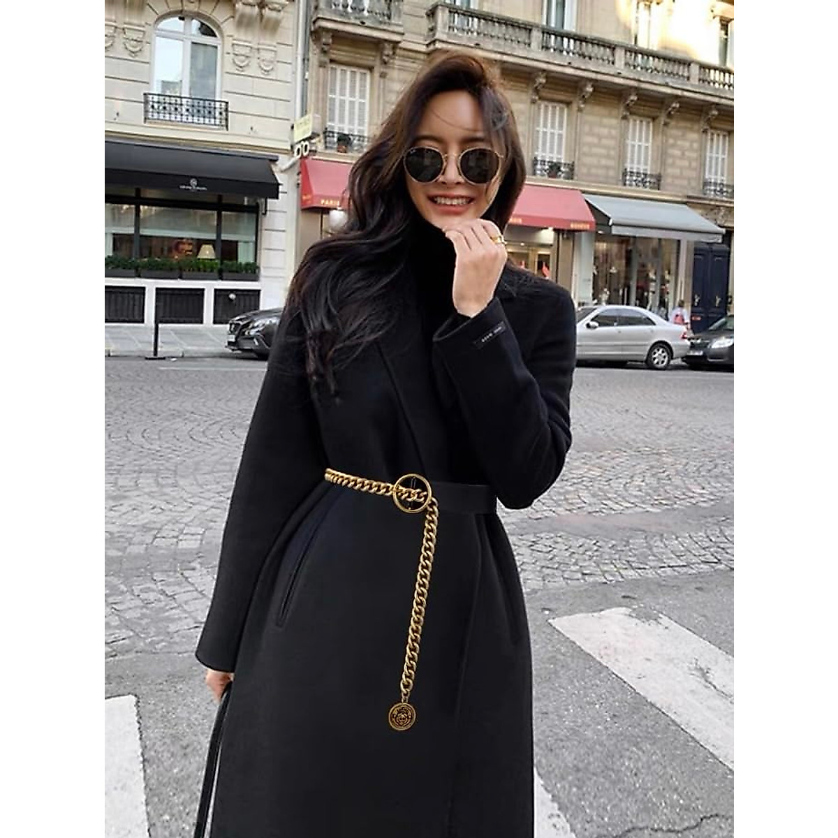 GELVTIC Leather Belts for Women Dresses Wide Waist Belts Women's Belt Self Tie Dress Belts (01-Black+Red)