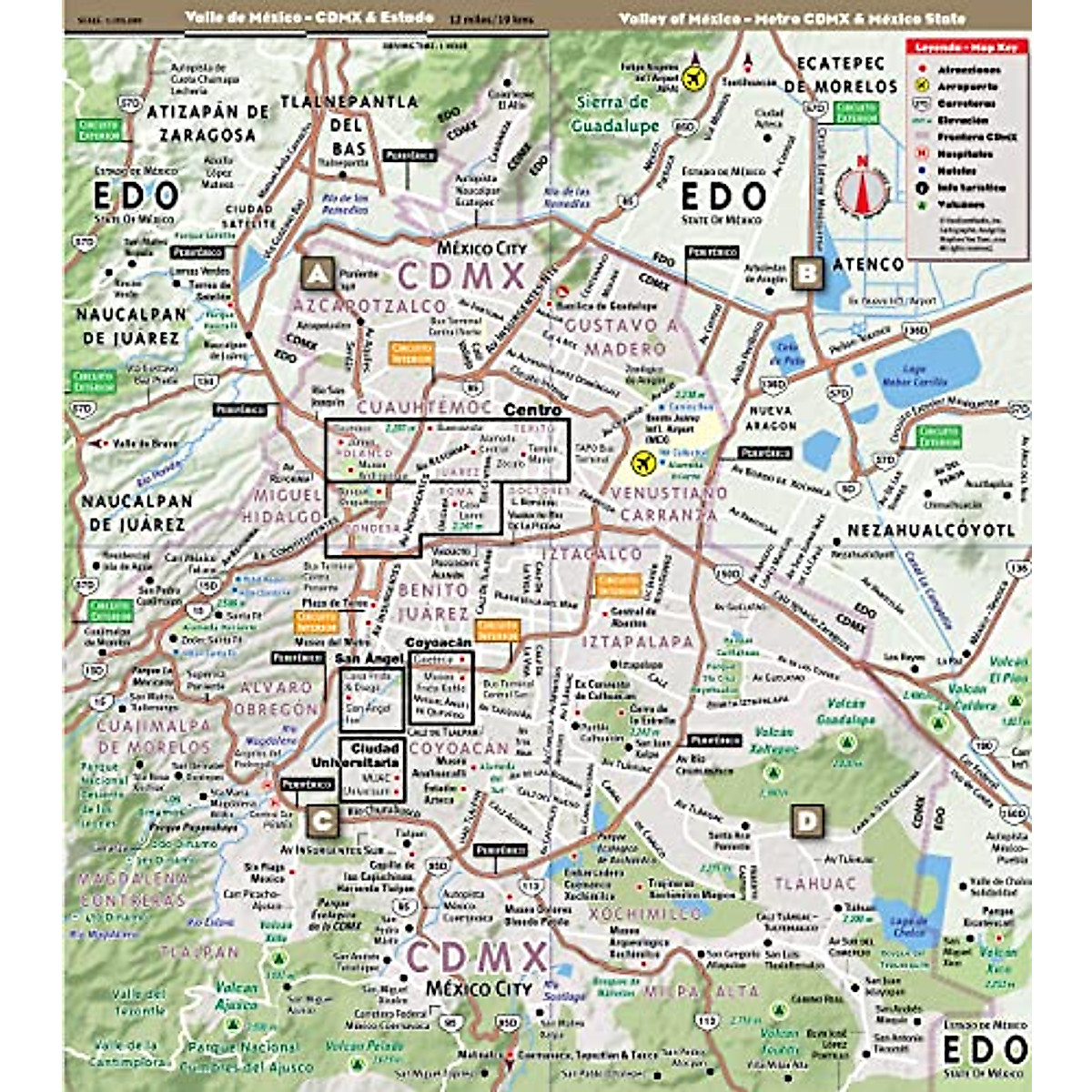 StreetSmart Mexico City Map by VanDam – Laminated City Center Street Map of CDMX w/all Attractions, Pre-hispanic Sites, Museums, Hotels, Restaurants, ... 2025 Edition (English and Spanish Edition)