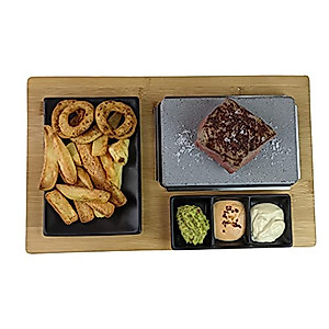 Black Rock Grill Cooking Stone for Steak, Lava Stone Grill, Hot Steak on a Stone Cooking Set