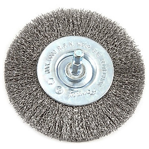 Forney 72740 Wire Wheel Brush, Fine Crimped with 1/4-Inch Hex Shank, 4-Inch-by-.008-Inch