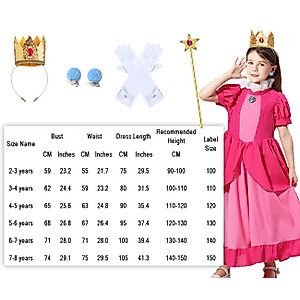Luzlen Pink Princess Costume for Girls Kids Toddler Cosplay Dress With Accessories Halloween Birthday Outfits, 5-6T(Tag 130)