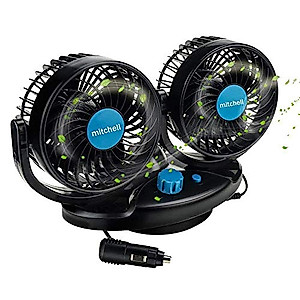 Electric Car Cooling Fan, Dual Head 12V 360 Degree Rotatable for Auto Truck Vehicle Boat
