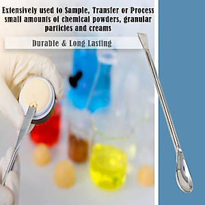 A2Z-SP001 Stainless Steel Double Ended Square & Angled Right Spoon Sampler Lab Spatula, 7" Length