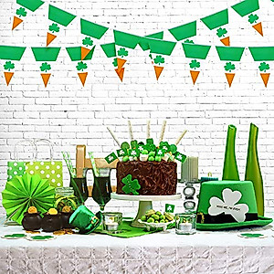 5 Pieces St Patrick's Day Shamrock Pennant Banners Irish National Day Triangle Flags Luck Green Clover Flag Banners Party Accessories for St Patrick's Day Theme Decor Outdoor Indoor, 7.4 x 10.8 Inch